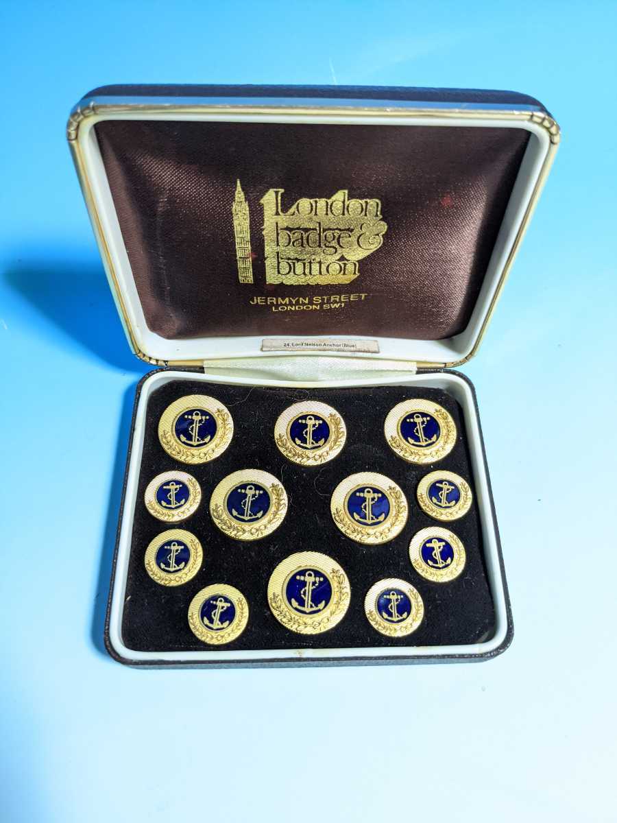 London badge＆button ロンドン 金ボタン ゴールドボタン JERMYN STREET London sw1 アンティーク ...