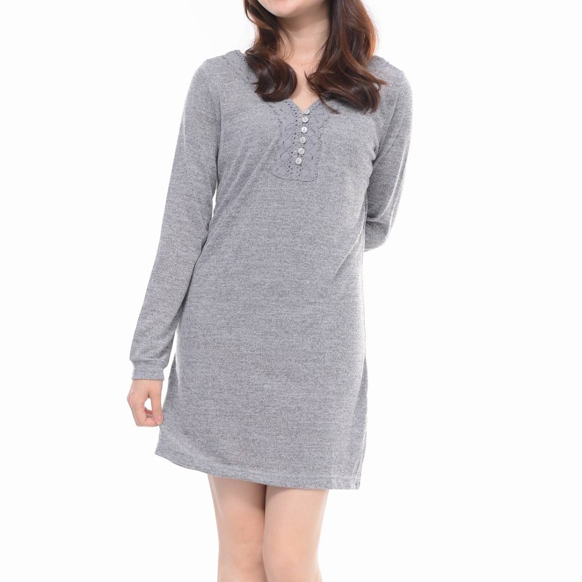 匿名配送/ Vネックジッパー付き グレー 長袖 ワンピース 1065(Mサイズ)｜売買されたオークション情報、yahooの商品情報をアーカイブ公開 - オークファン（aucfan.com）