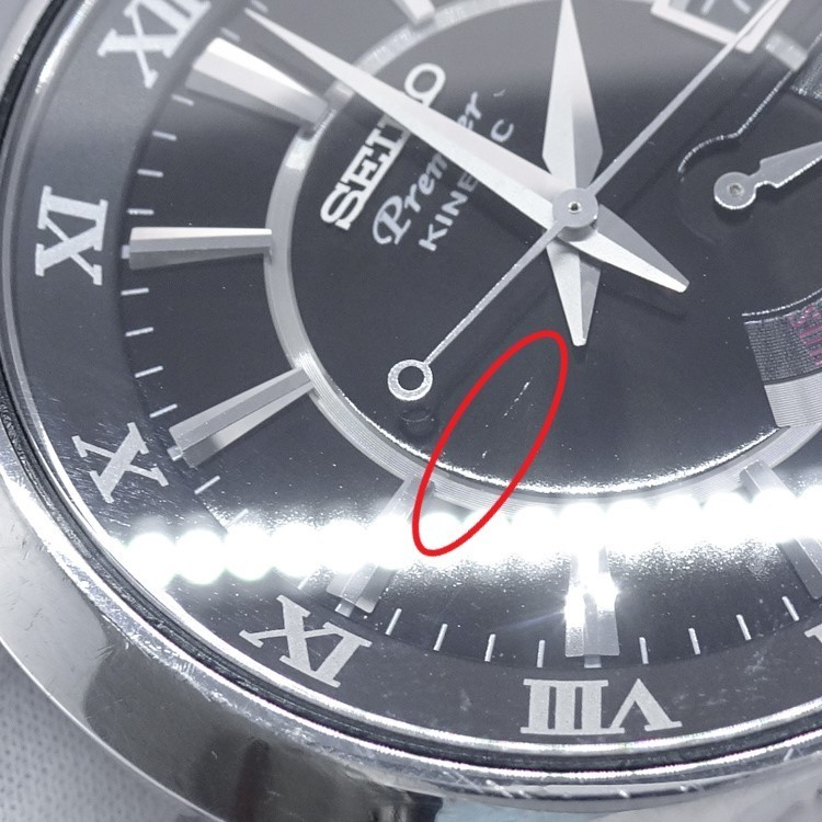 1円 セイコー SEIKO キネティック メンズ 腕時計 ウォッチ 5M54-0AA0 オートクォーツ SS ブラック 黒文字盤 デイデイト ...