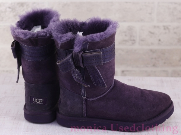 MH387 レディース UGG オーストラリア ムートンブーツ サイドリボン ムラサキ 24cm(24.0cm)｜売買されたオークション情報 ...
