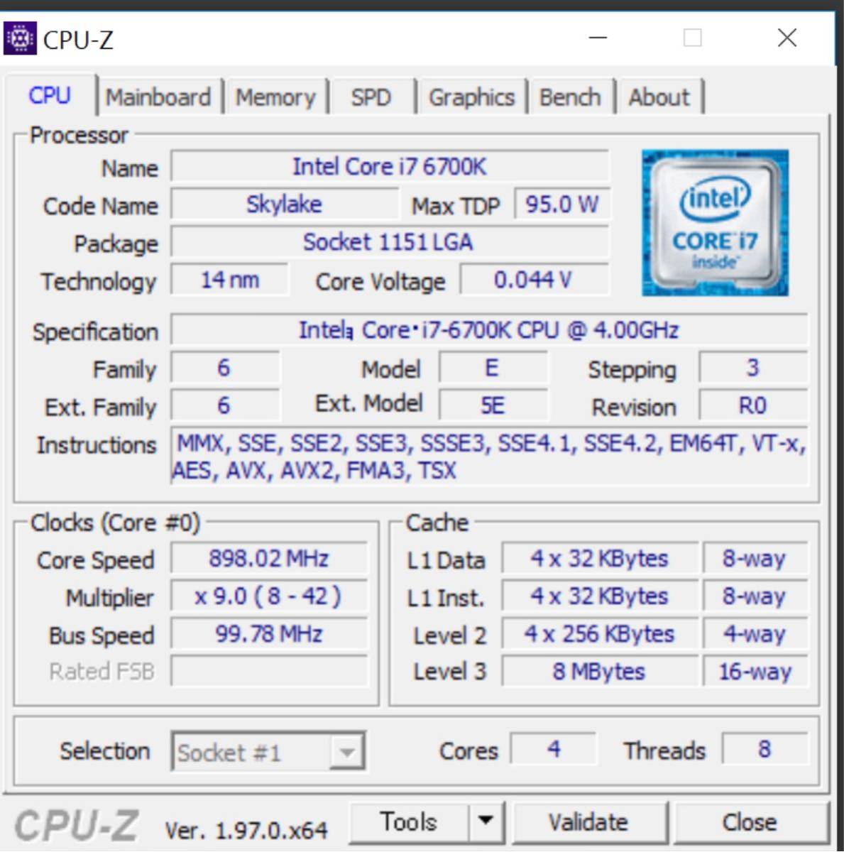Intel Core i7-6700K CPU @ 4.00GHZ Socket 1151 LGA 品 みIntel Socket 1151 ...