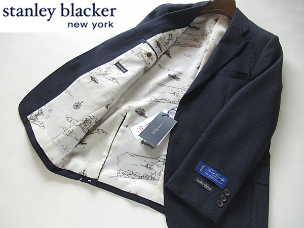 秋冬 日本製生地 スタンリー ブラッカー stanley blacker new york×ICHITEKI 紺ブレザー ウールジャケット AB5 濃紺 BISHU JAPAN(Mサイズ ...
