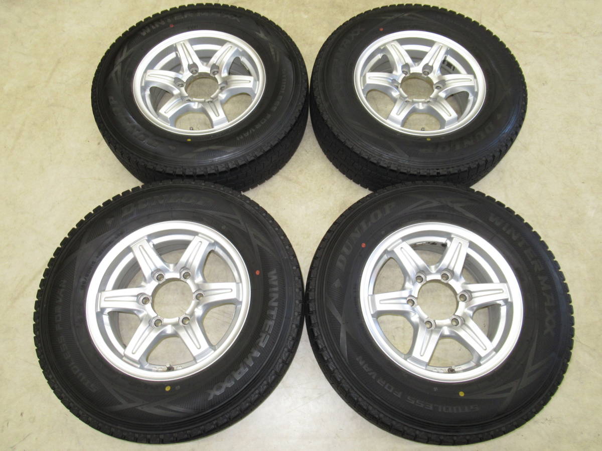 200系ハイエース等に メーカー不明6本スポーク 6J-15 off+35 pcd139.7/6H 195/80R15 107/105L LT スタッドレス付き4本セット 目立つ傷無し(15 ...