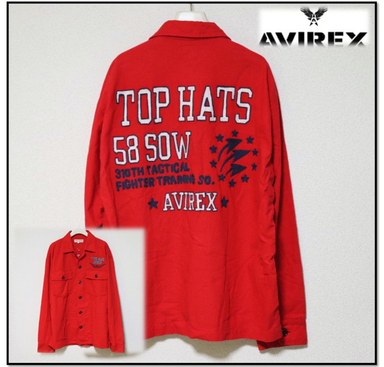 AVIREX アヴィレックス TOP HATS 刺繍 長袖シャツ 赤 L N8733(長袖シャツ)｜売買されたオークション情報、yahooの ...
