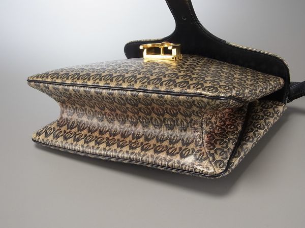 SGJ2155 MORABITO/モラビト PVC×レザー ショルダーバッグ/フラップ/肩掛け 鞄 ネイビー×ベージュ系 vintage ...