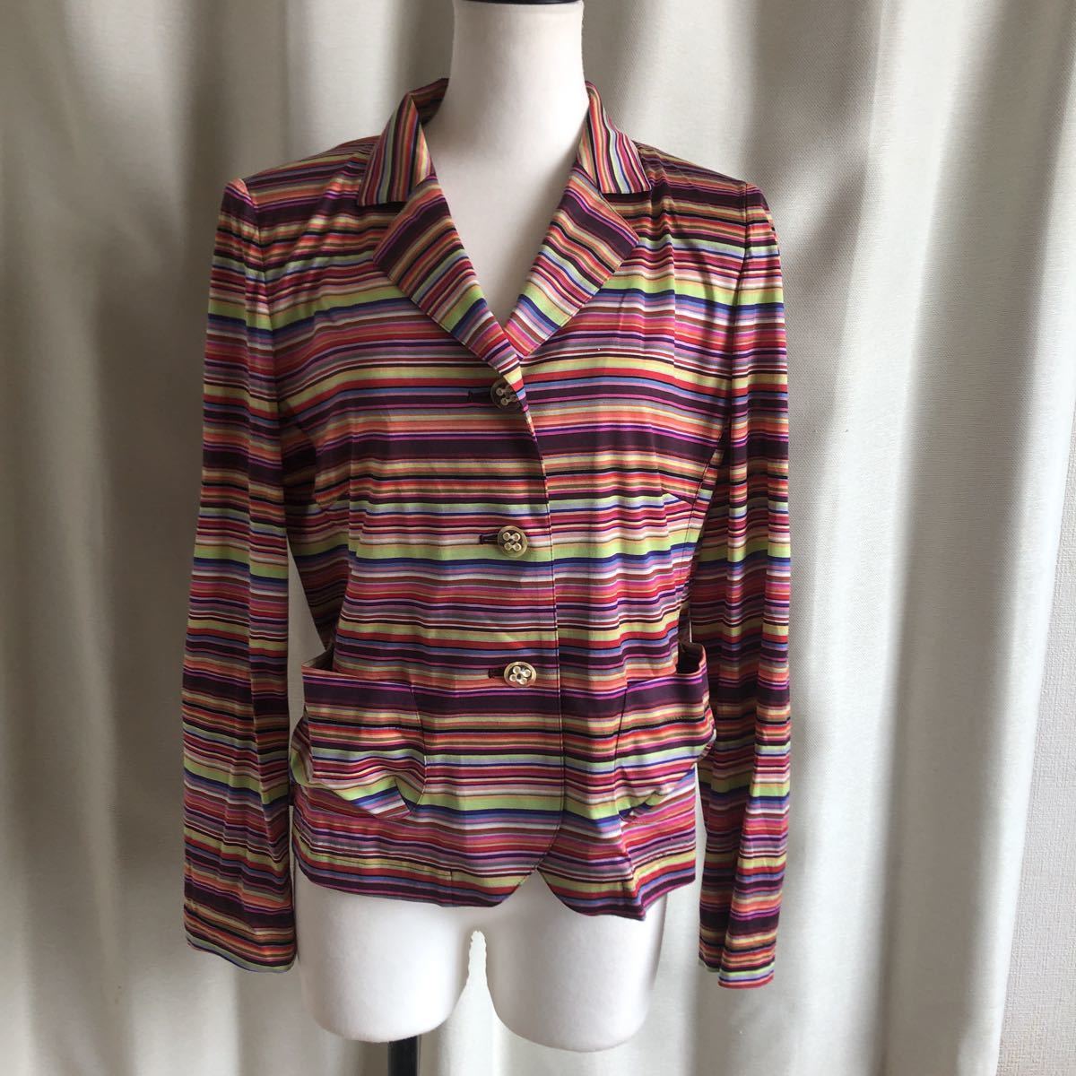 NICE CLUB by MIMO MODA ナイスクラブ バイ ミモモーダ マルチカラー ボーダー カーディガン ジャケット 40 1000(Mサイズ)｜売買されたオークション情報 ...