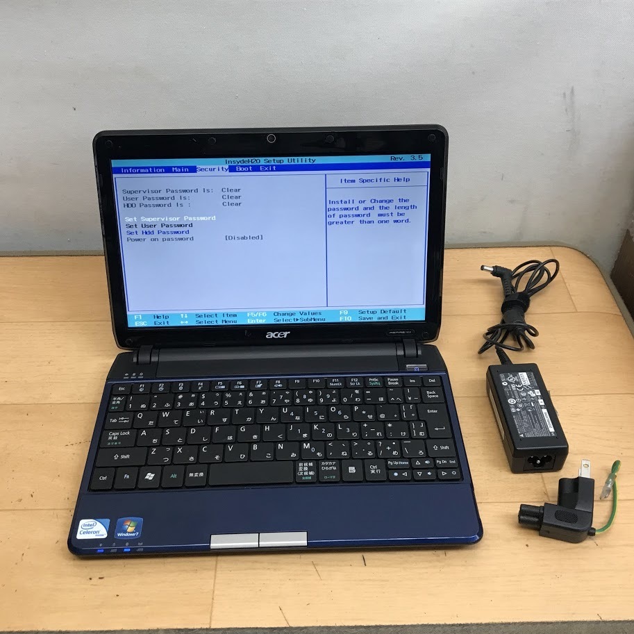 ACER ASPIRE ONE 1410 ZH7 CELERON U2300 メモリ4GB HDD250GB ミニノート エイサー BIOS ...