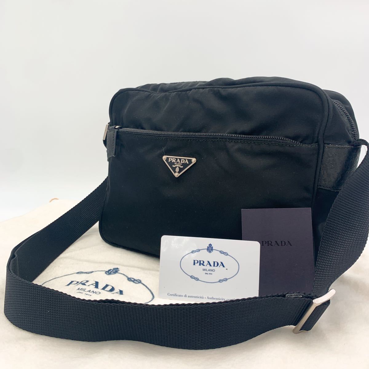 1円 極 PRADA プラダ ショルダーバッグ ポシェット 三角ロゴ テスートナイロン 白タグ 斜め掛け レザー カメラバッグ 黒 ブラック(ショルダーバッグ)｜売買されたオークション情報 ...