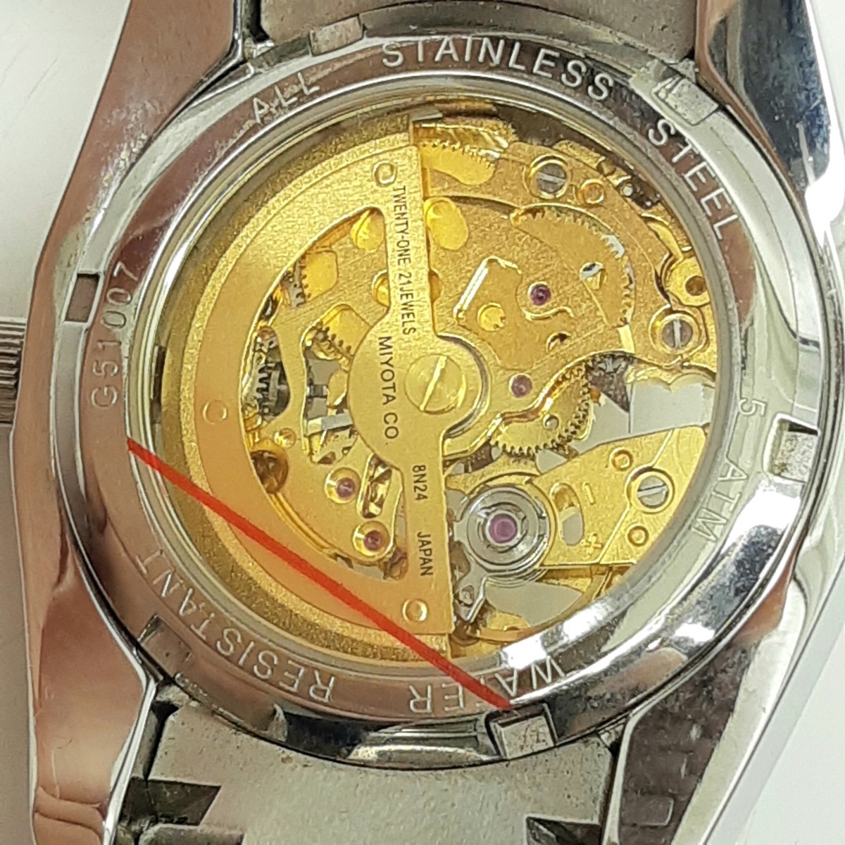 可動品 GOLD PFEIL ゴールドファイル スケルトンメンズ 腕時計 G51007 自動巻き ケース 余りゴマ×4付き(3針（時、分、秒 ...