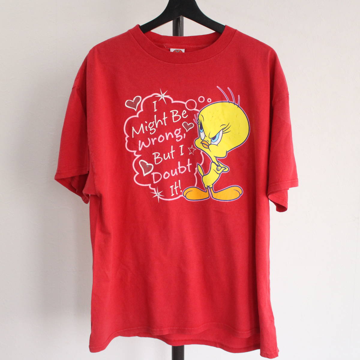 M372 2004年製ビンテージ ルーニーテューンズ トゥイーティー プリントTシャツ 00s Y2K 赤 レッド アメカジ キャラ ストリート 古着 90s(イラスト、キャラクター)｜売買さ ...