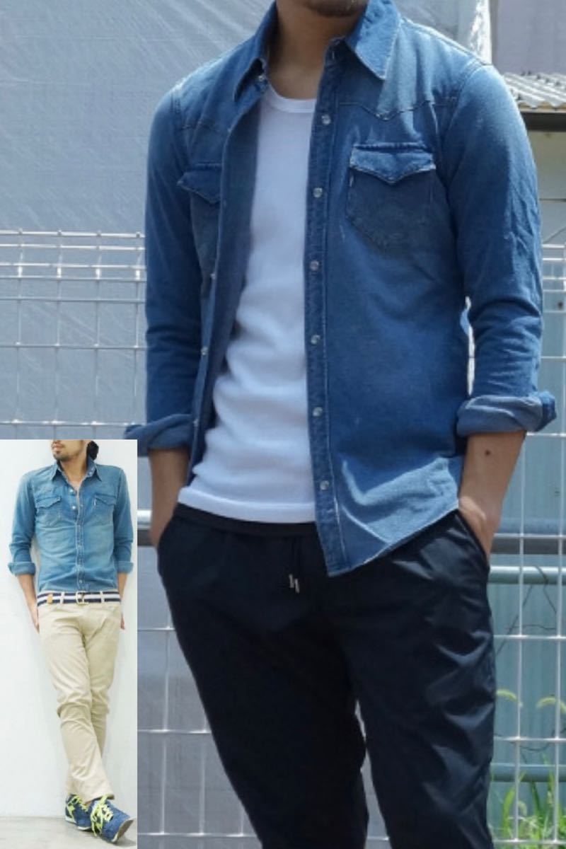 本物 名作 junhashimoto x EDWIN コラボ ウエスタン デニム ジャージ シャツ S akm 1piu1uguale3 wjk 福山雅治 ミスチル桜井和寿 愛用(長袖シャツ ...