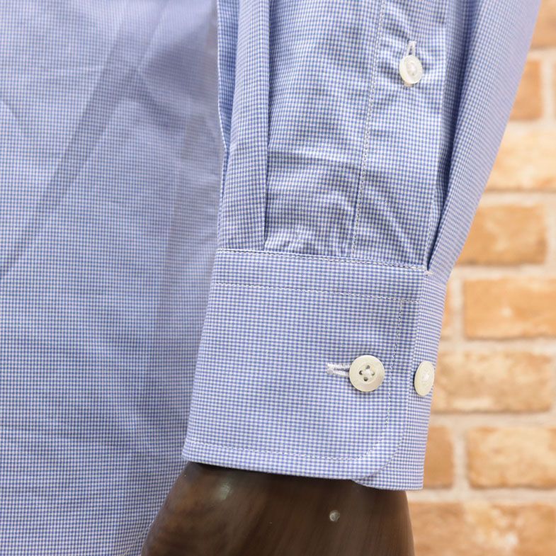 1円/Faconnable/41cm/シャツ なめらか先染チェック カッタウェイ 胸ポケット クラシコ レトロ 長袖 /青/ブルー/ek539 ...