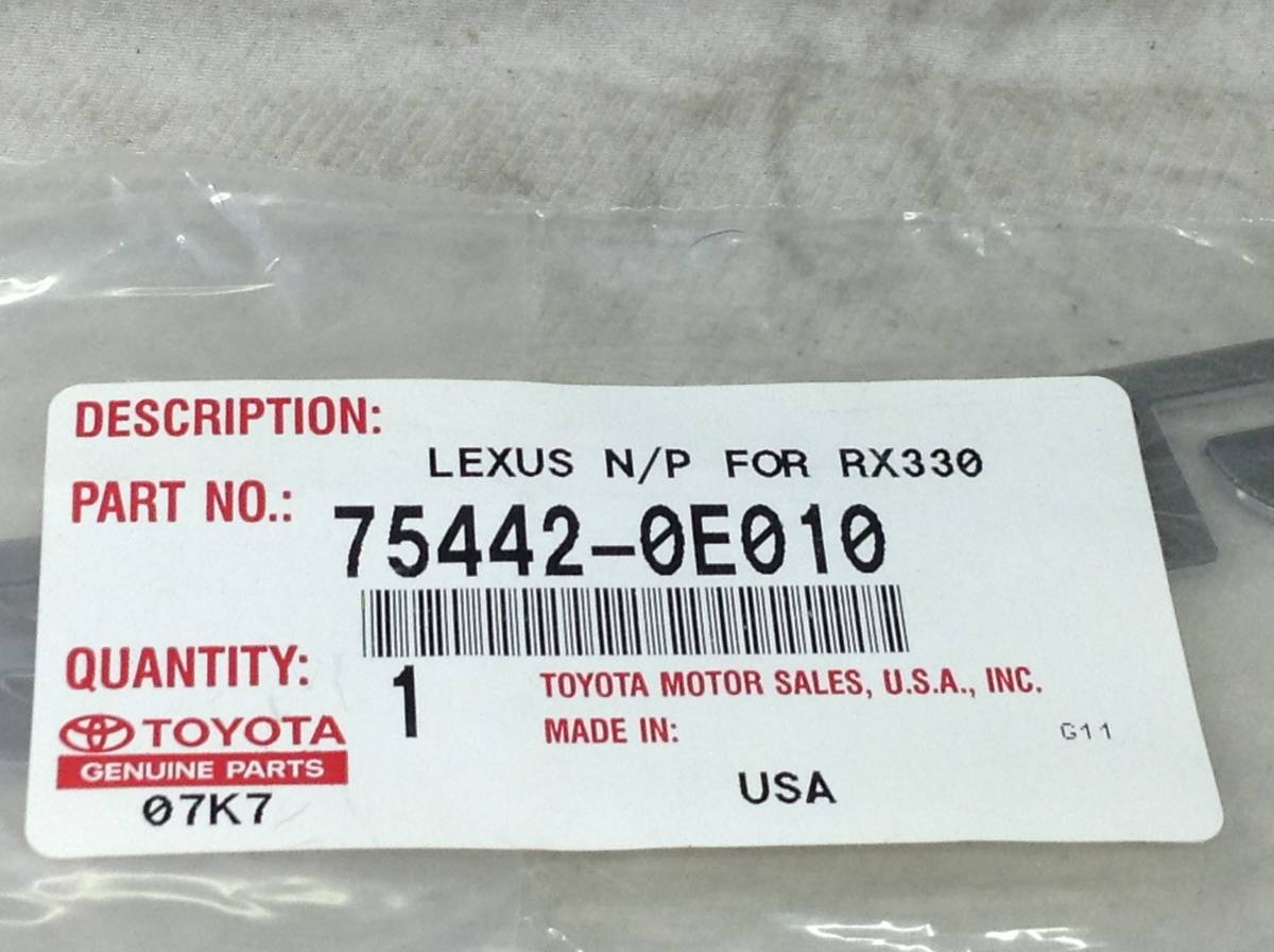 TOYOTA トヨタ 純正 75442-0E010 2007 Lexus RX 350 ハッチ エンブレム 品 F-3130(リア)｜売買され ...