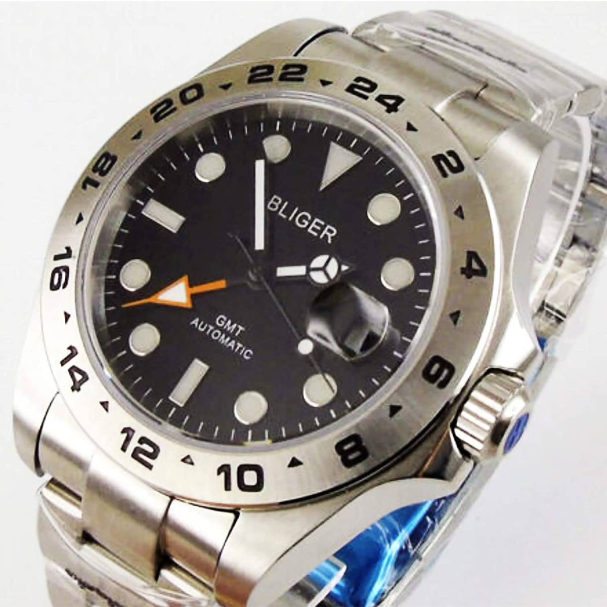 BLIGER GMT 43mm 機械式 自動巻 防水 ブラックダイヤル サファイヤガラス風防(3針＋カレンダー)｜売買されたオークション情報 ...