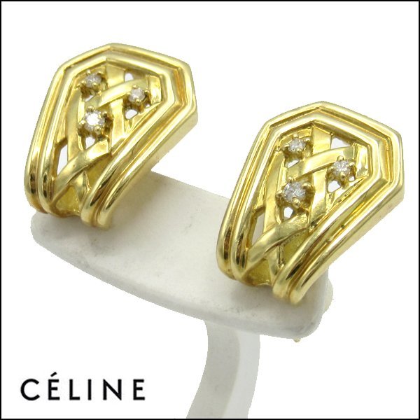 TS CELINE/セリーヌ K18ダイヤ付きピアス 750 ダイヤ0.04Ct 合計重量5.6g(スタッドピアス)｜売買されたオークション ...