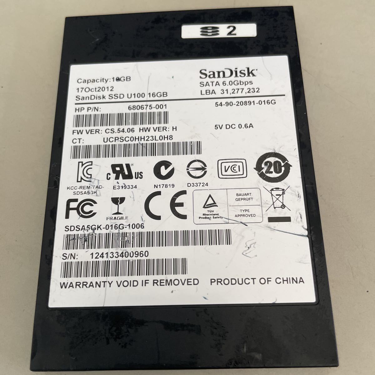 /使用1092時間 SanDisk U100 SSD 2.5インチ 7mm 16GB SDSA5GK-016G SATA(32GB未満)｜売買 ...