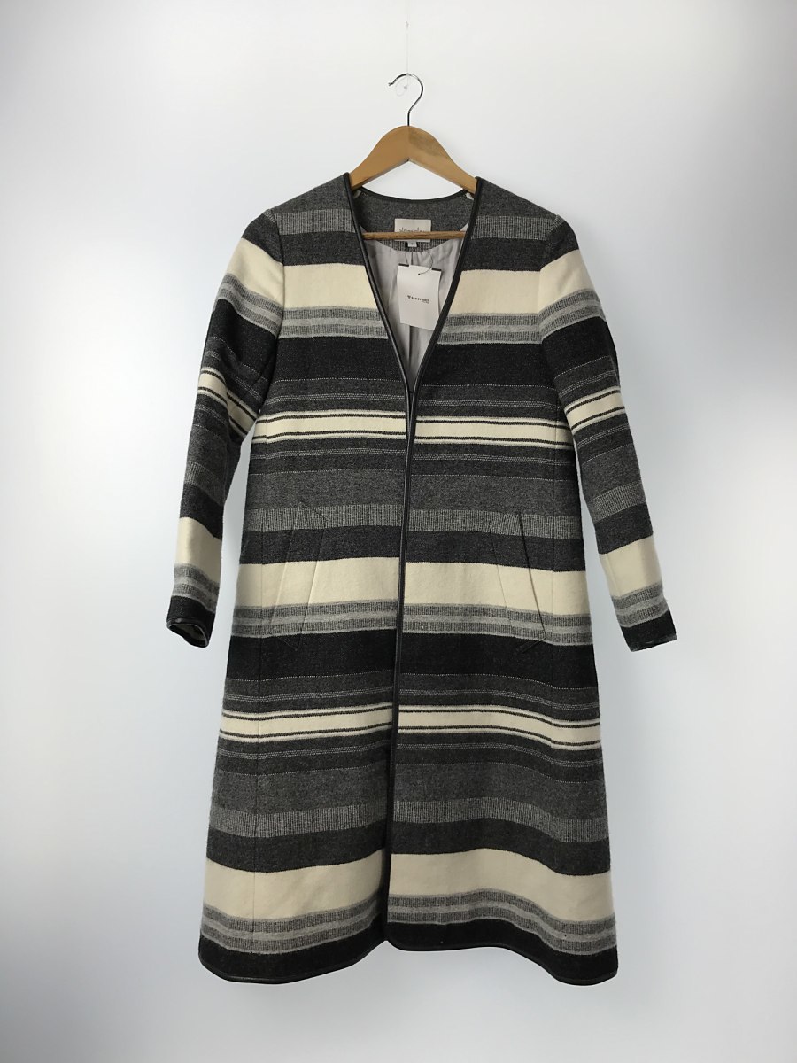 Steven Alan ノーカラーコート/S/ウール/GRY/ボーダー/RAG BORDER COAT//8225-260-0021(Sサイズ ...