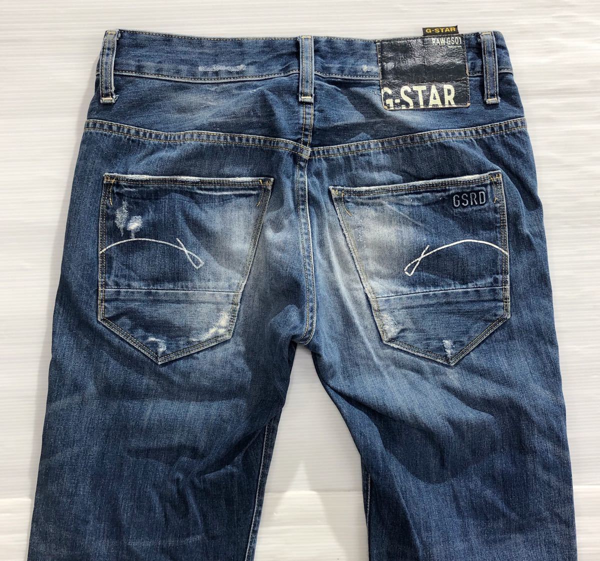 3564 G-STAR RAW ジースター ロウ GS01 色落ち ダメージ加工 インディゴデニム ジーンズ W30L32(W30～)｜売買されたオークション情報、yahooの商品情報を ...