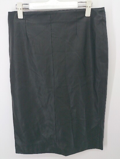 ZARA BASIC フェイクレザー バックスリット 膝下丈 タイト スカート サイズ EUR L USA L MEX 30 ブラック レディース P 1208310006647(スカート ...