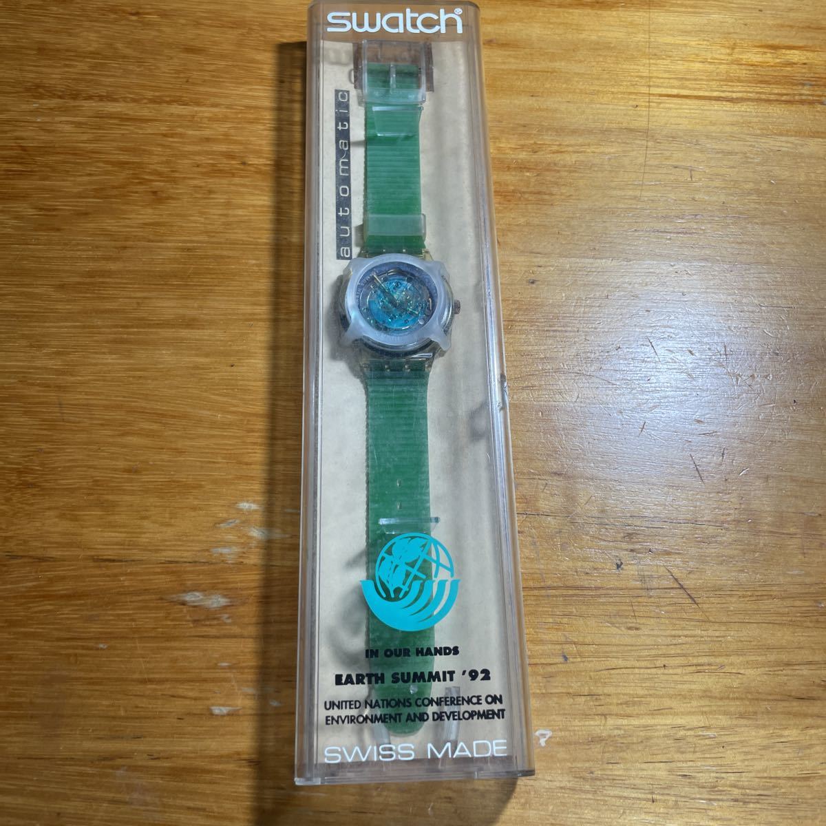 スウォッチ SWATCH 腕時計 EARTH SUMMIT '92 グリーン 緑 TIME TO MOVE 自動巻き オート スケルトン ...