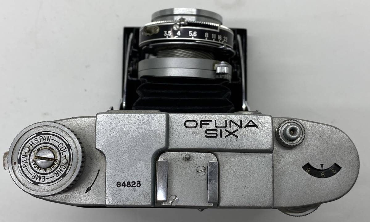 y785 OFUNA SIX オーフナ シックス 蛇腹 カメラ フィルムカメラ レンズ 1:3.5 f=7.5cm 6X4.5 6X6 ...