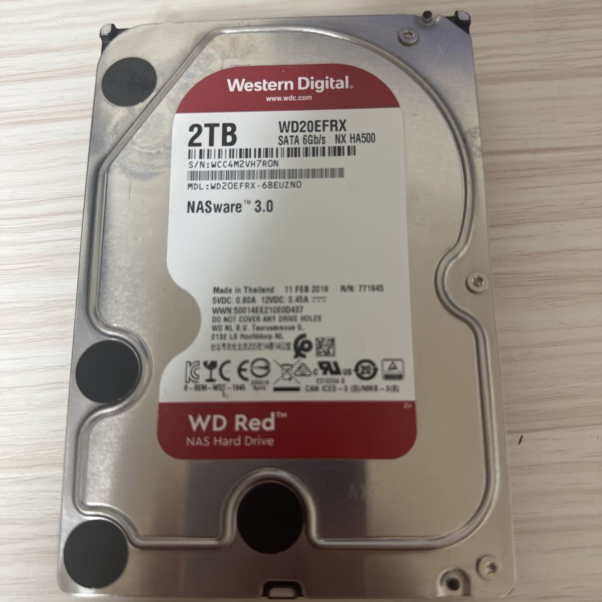 X943: /AVコマンド対応/使用1465時間 2TB WDC NAS WD20EFRX-68EUZN0 3.5インチSATA(2TB ...