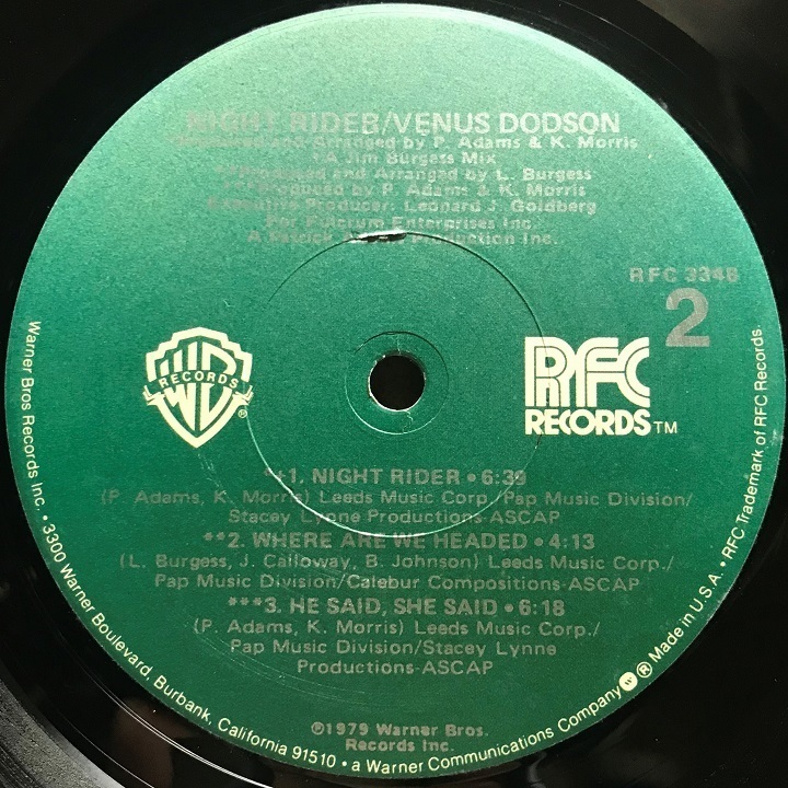 VENUS DODSON Night Rider US original LP '79年 Shining It's My Turn ...