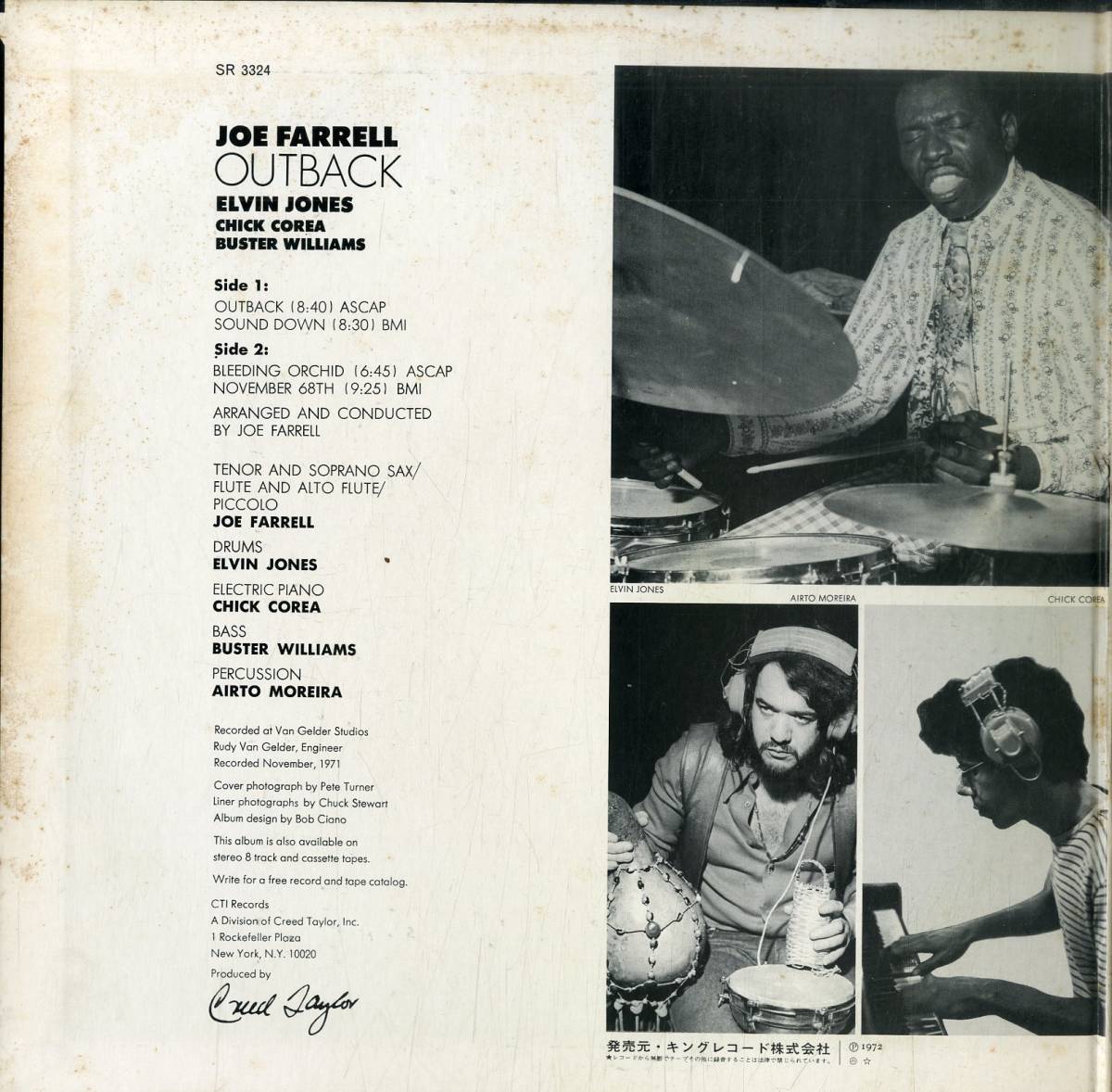 A00517403/LP/ジョー ファレル JOE FARRELL アウトバック 1972年 SR-3324 ポストバップ モードジャズ ...