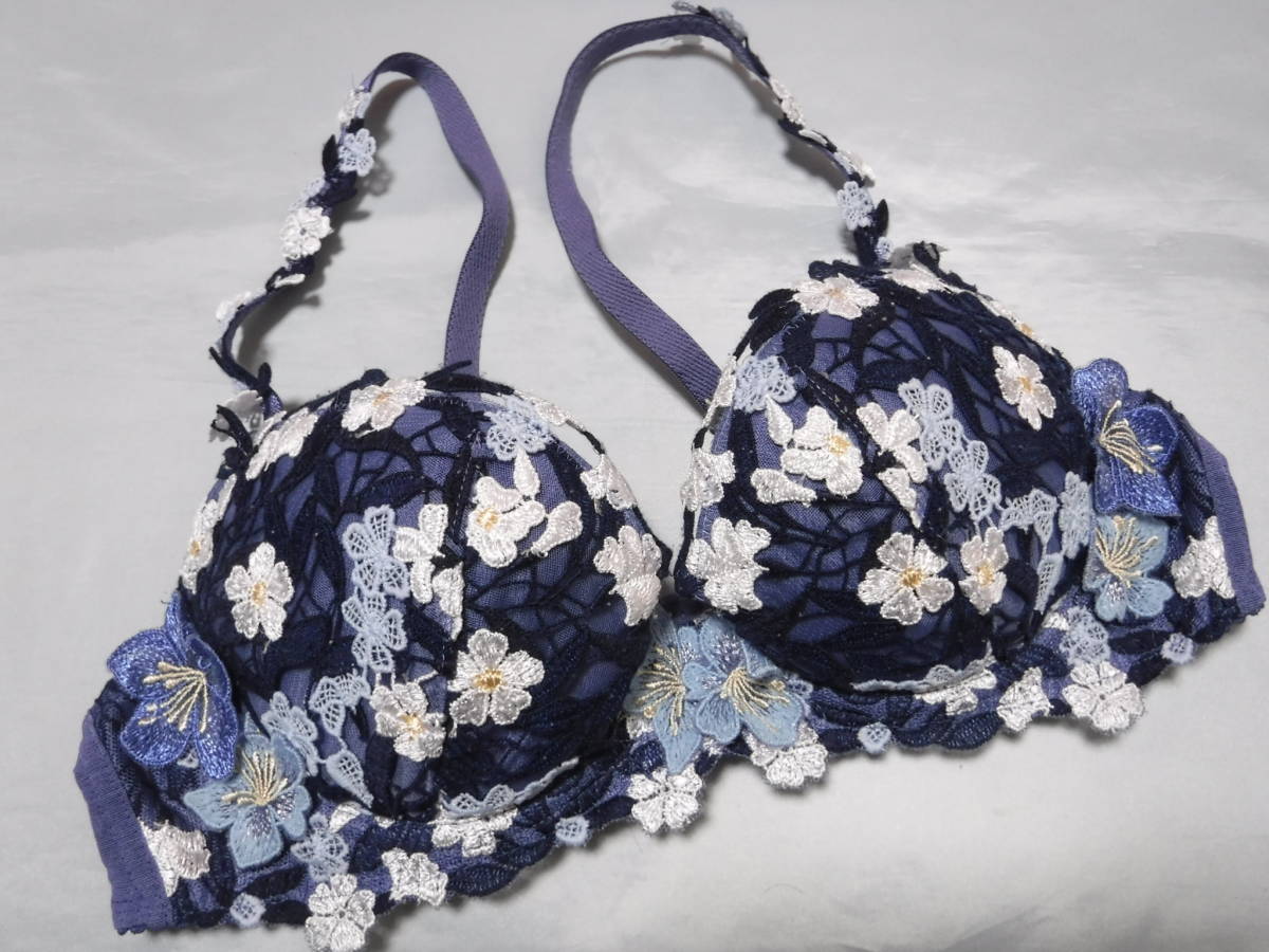 ワコールTrefleトレフル BBF456 お花飾りレース ネイビー補正ワイヤーブラ D65(Dカップ)｜売買されたオークション情報、yahooの商品情報をアーカイブ公開 - オークファン ...