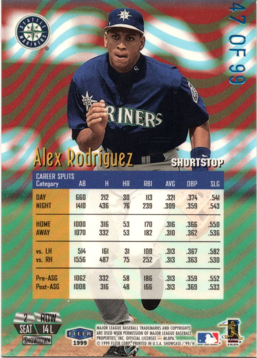 アレックス ロドリゲス 1999 Flair showcase Legacy Collection ROW2 Alex Rodriguez ...