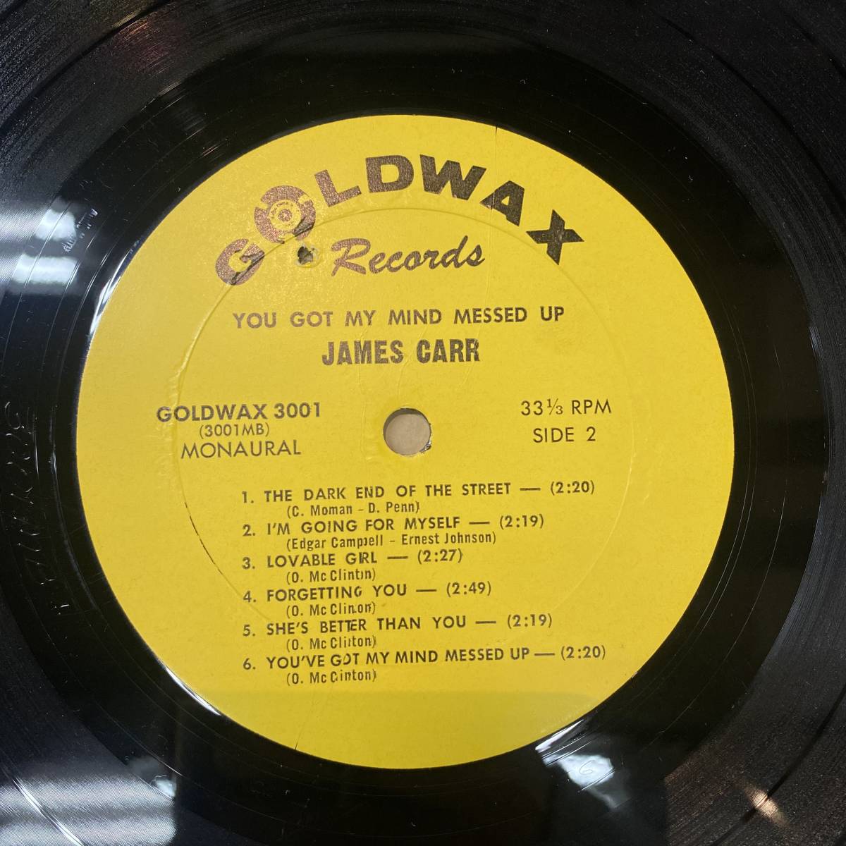 US orig MONO / JAMES CARR / YOU GOT MY MIND MESSED UP / LP 3001 YELLOW ...