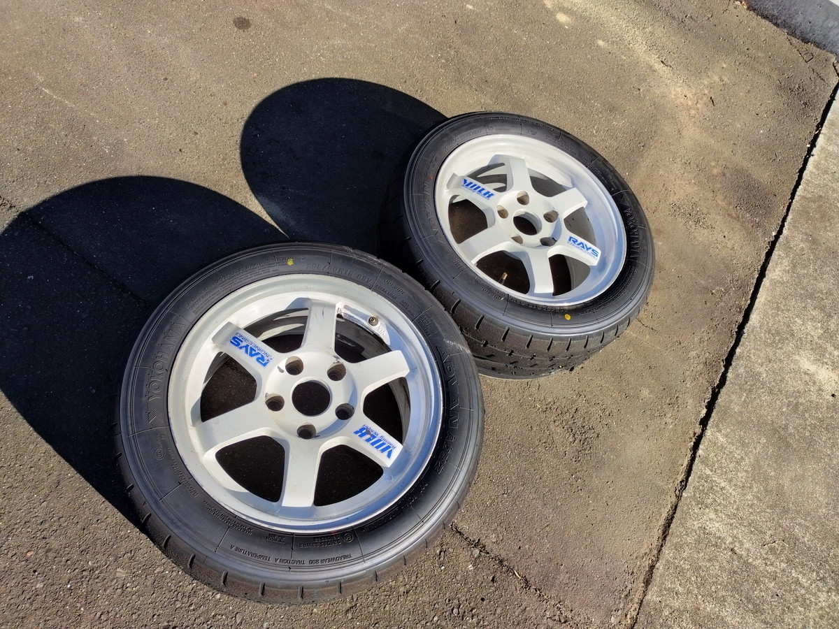 TE37 15x7.5J+43 PCD114.3x5 ＋ ADVAN A052 205/50R15 x2本セット 難アリ EK9 DC2 超 ...