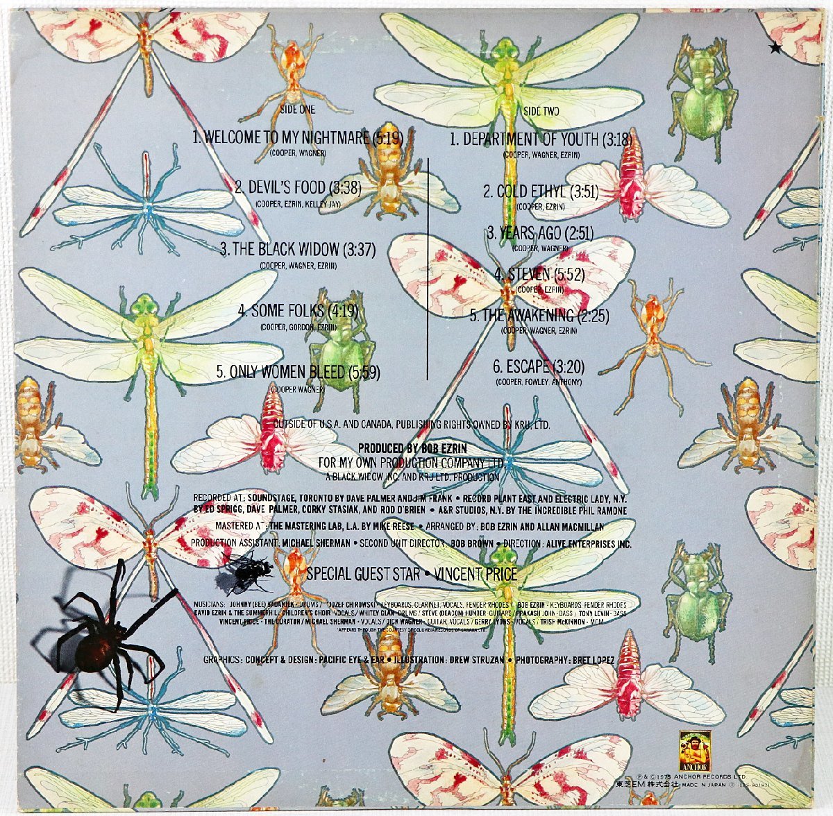 S ジャンク品 レコード ALICE COOPER/アリスクーパー WELCOME TO MY NIGHTMARE/悪夢へようこそ IPS-80182 東芝EMI 再生未確認(Alice ...