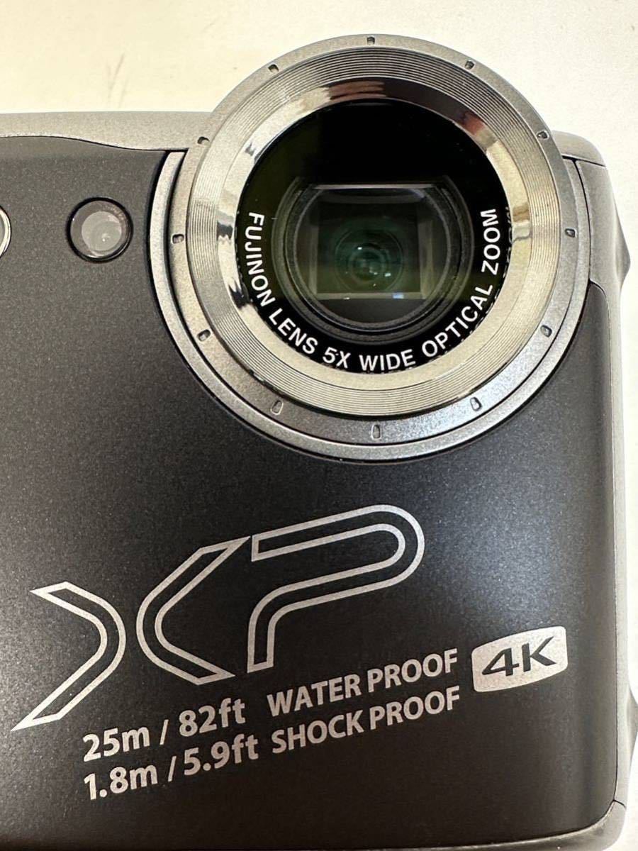 ST1206 FUJIFILM FinePix XP140 ポーチ付き 富士フイルム デジタルカメラ 4K 充電器付き ダークシルバー 防水 ...