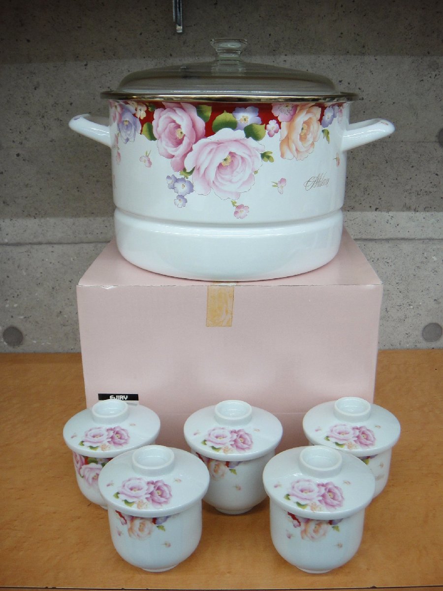 品 エジリ― ホーロー 24cm 蒸し兼用鍋セット 両手鍋/蒸し碗 5客/さな ミラン 8518 ほうろう 深鍋 なべ EJIRY(両手鍋)｜売買されたオークション情報、yahooの商品情報を ...
