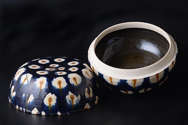 t-t1064 良 三彩釉喰籠 検 茶道具 茶の湯 古美術 伝統工芸 菓子器人間国宝現代作家民藝現代アートインテリアContemporary ...