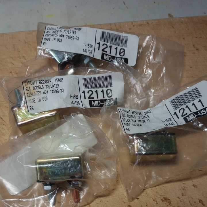 ハーレー ショベル サーキットブレーカー 15A 3個 74589-73 /30A 1個 74599-77 レストア AMF アイアン ...