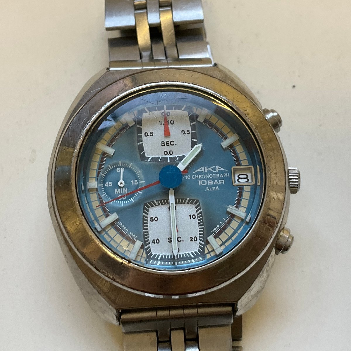 腕時計 セイコー SEIKO アルバ ALBA AKA V657-6030 クロノグラフ メンズ クオーツ ベルト社外 稼働品@K749 ...