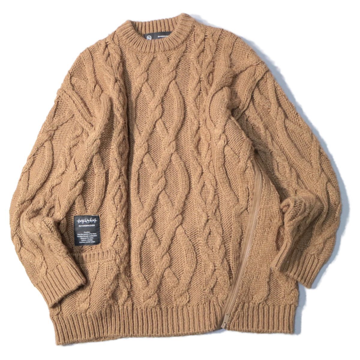 良品 GUxUNDERCOVER ジーユー アンダーカバー 3Dデザイン アランニット フィッシャーマンセーター ブラウン サイズS MW1784 S80(セーター)｜売買されたオークション ...