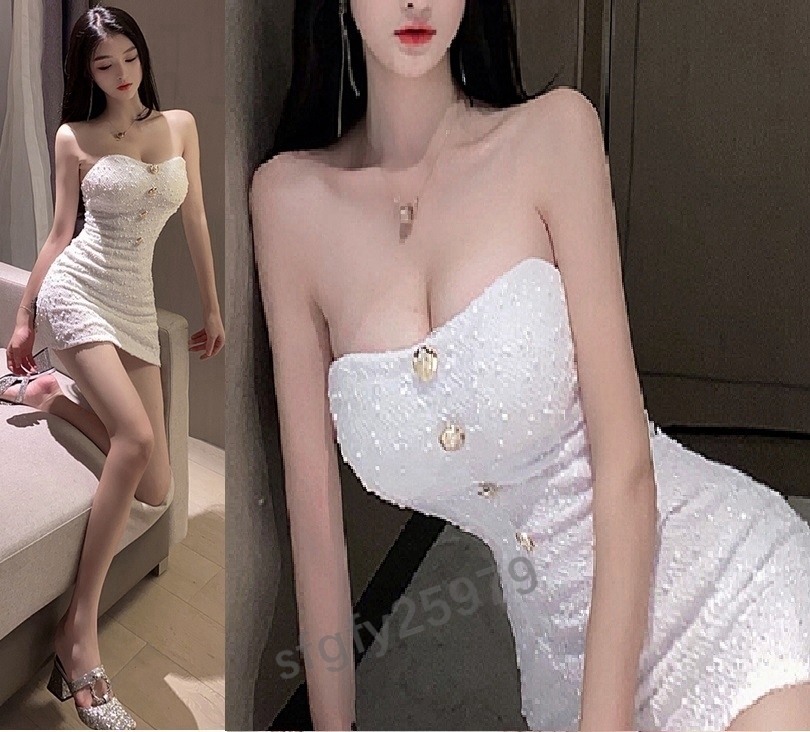 E152 セクシー エロかわ ぴったりボディライン ビジュー付 金ボタン付 オフショル 肩開き ニット素材 タイトワンピース 白 ホワイト(Sサイズ)｜売買されたオークション情報、yahooの ...