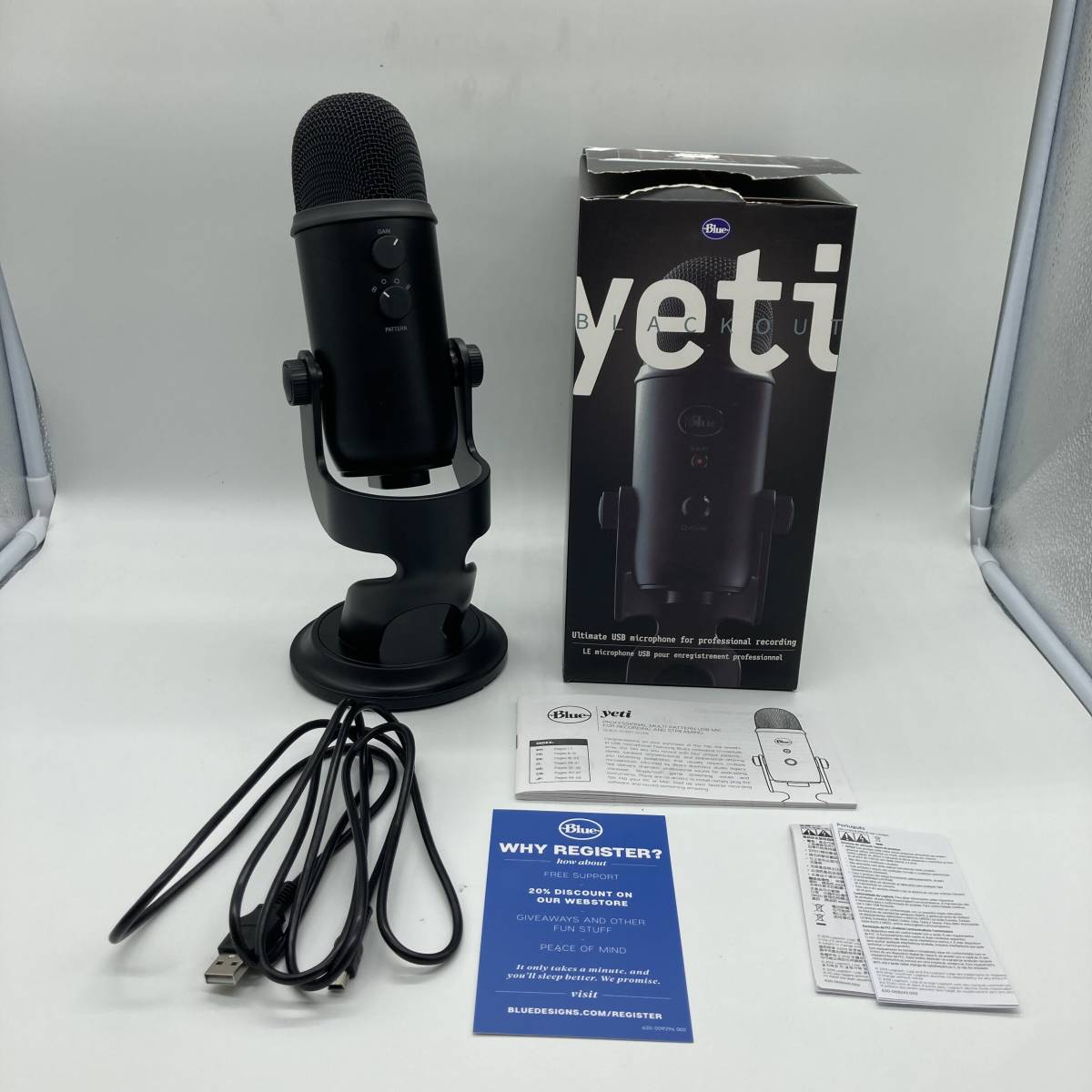 未検品 Blue Microphones Yeti USBマイクブラック 2070 指向性4モード/Y3343-D2(コンデンサーマイク ...