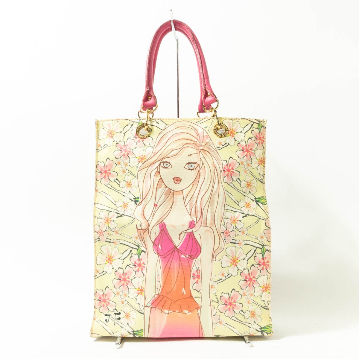 Jeffrey Fulvimari ジェフリーフルビマーリ トートバッグ ピンク ダークブラウン こげ茶 レザー キャンバス PVC ...