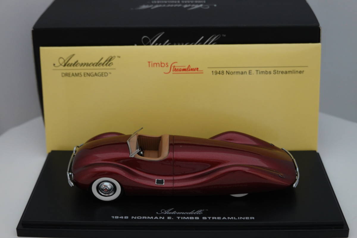 絶版超レアAutomodello 999台限定1/43 Norman E. Timbs Streamliner 1948 Maroon ...