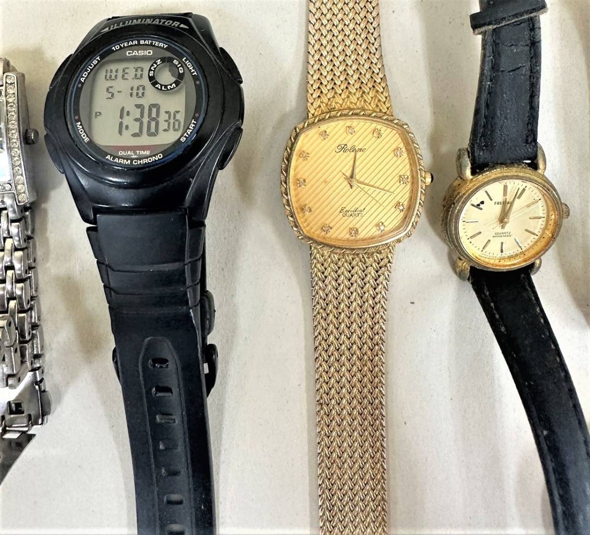 C92 腕時計 まとめ 26点 TRICOLOR/JAXIS/FREE WAY/ALBA/AUREOLE/SEIKO QUARTZ/DELVINA/ CASIO/ROLENE/CITIZEN ...