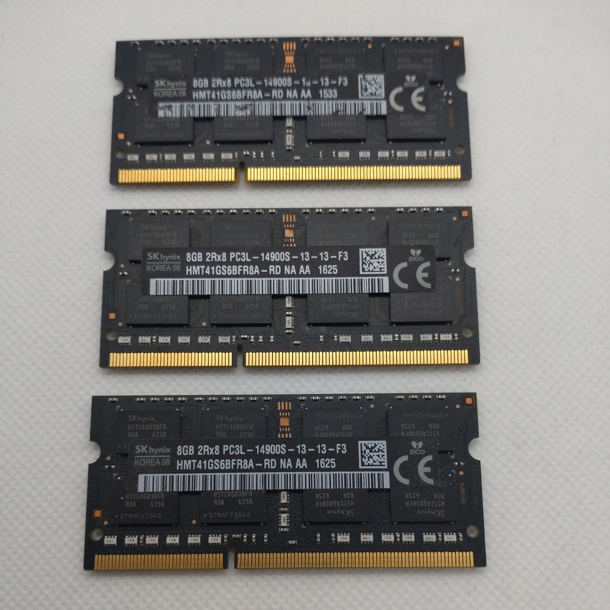 SK hynix 8GB 2Rx8 PC3L-14900S-13-13-F3 ノートパソコン用DDR3Lメモリ8GB 3枚セット計24GB 管 ...