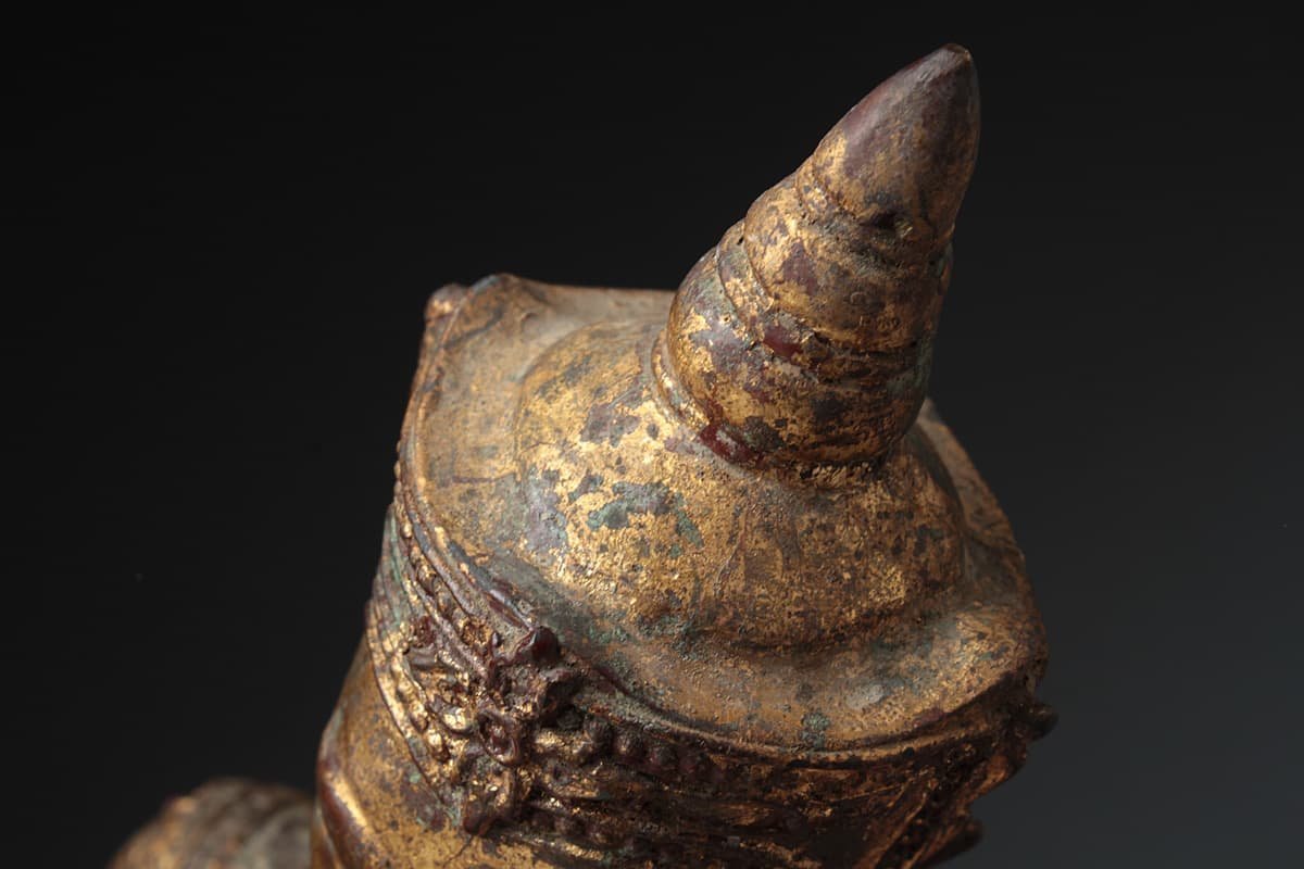 EK636 時代 タイ仏教 銅造 鍍金 タイ仏 高46.1cm 重2.4kg 銅鍍金宝冠仏立像 金銅釈尊 仏陀 佛陀 釋迦牟尼佛像(仏像 ...