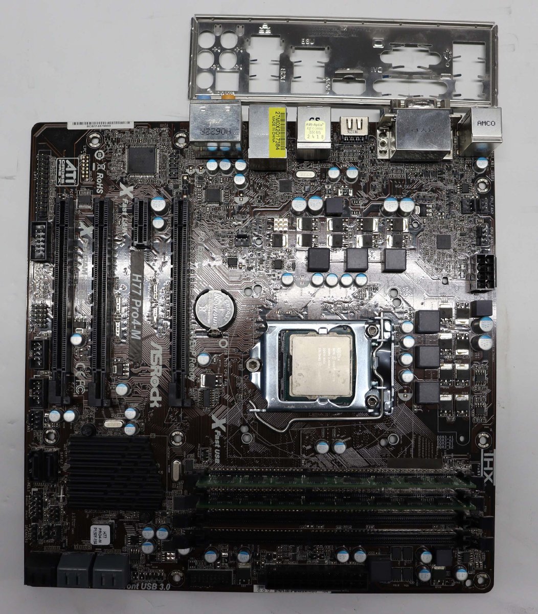 BIOS起動OK マザーボード & CPU ASRock H77 Pro4-M Core i7 3770 メモリ8GB MicroATX ...