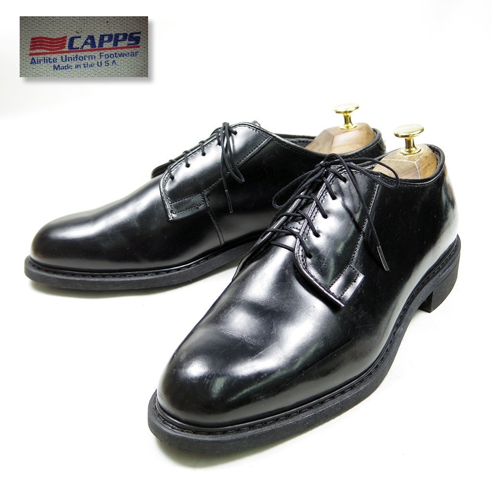 10.5D表記 28.5cm相当 CAPPS SHOE COMPANY キャップスシューカンパニー サービスシューズ プレーントゥ オフィサー ...