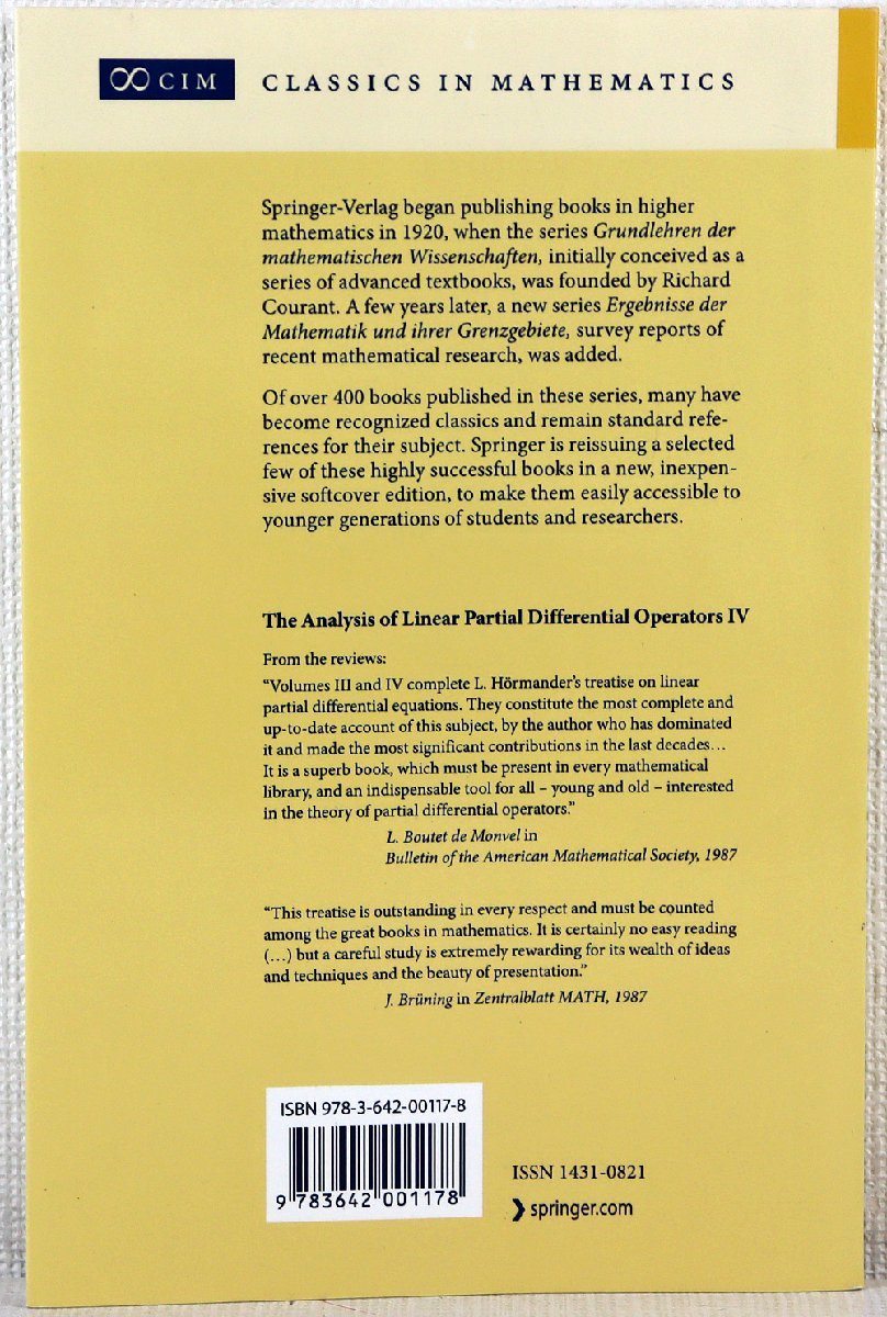 P 品 洋書/数学 The Analysis of Linear Partial Differential Operators IV ...