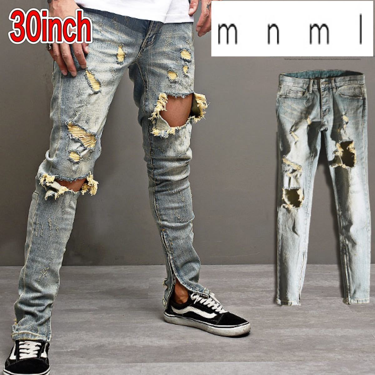 ミニマル mnml ダメージデニム 30inch デニムパンツ スキニー SKINNY DENIM クラッシュ ストレッチ 裾ジップ(W30～)｜売買されたオークション情報、yahooの商品 ...